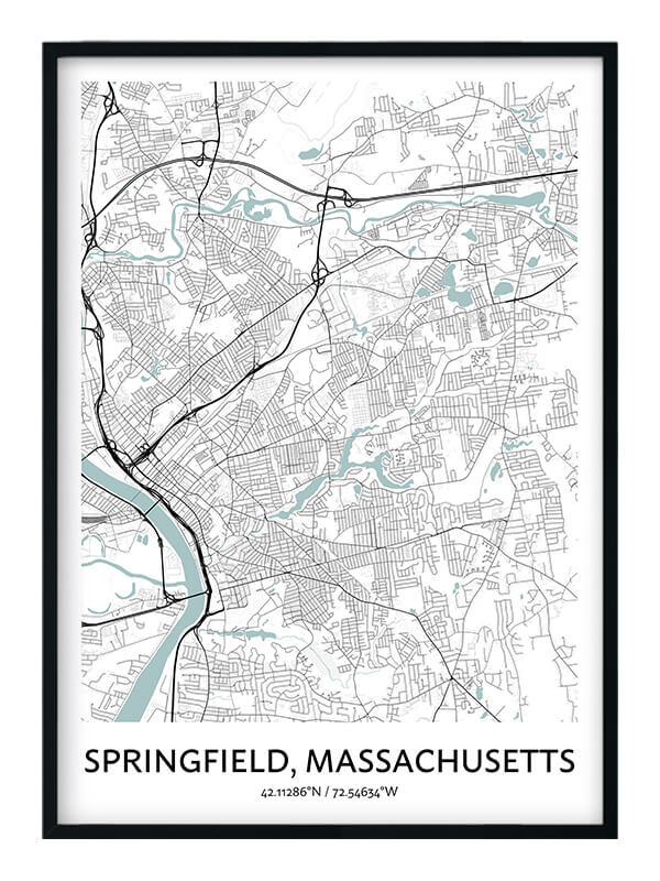 Springfield Massachusetts Map Poster - Your City Map Art - Positive Prints