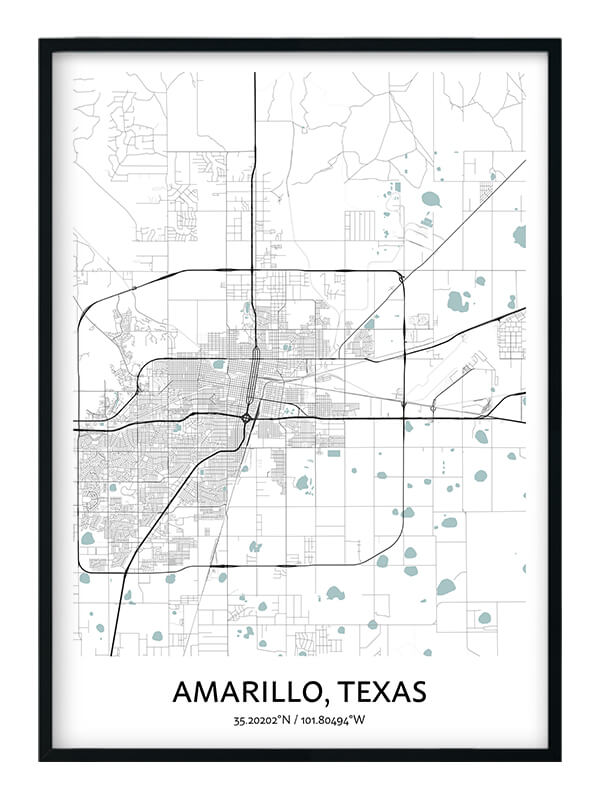 Amarillo Map Poster - Your City Map Art - Positive Prints