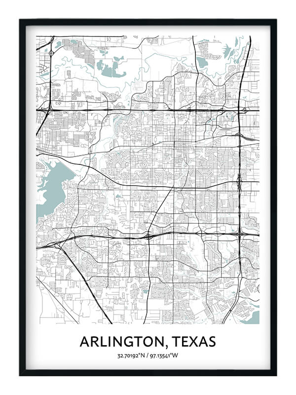 Arlington Texas Map Poster - Your City Map Art - Positive Prints