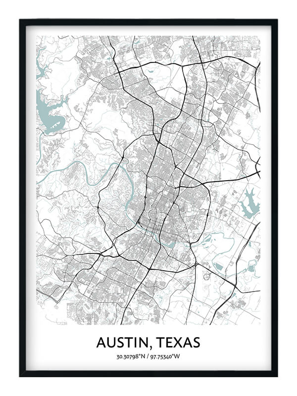 Austin Map Poster - Your City Map Art - Positive Prints