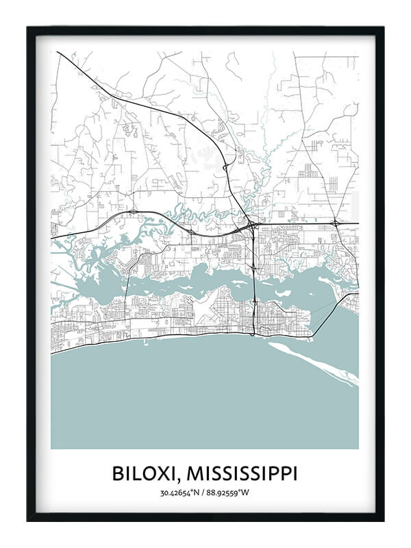Biloxi Map Poster - Your City Map Art - Positive Prints