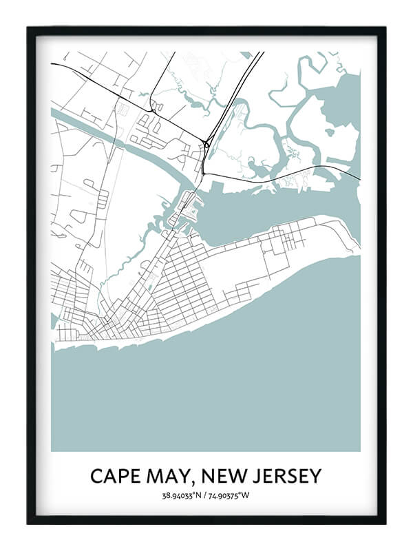 Cape May Map Poster - Your City Map Art - Positive Prints