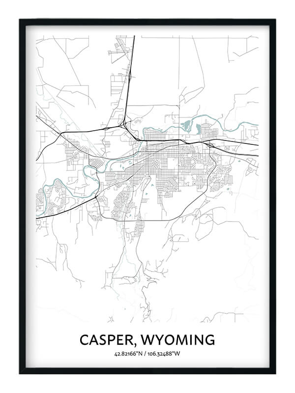 Casper Map Poster - Your City Map Art - Positive Prints