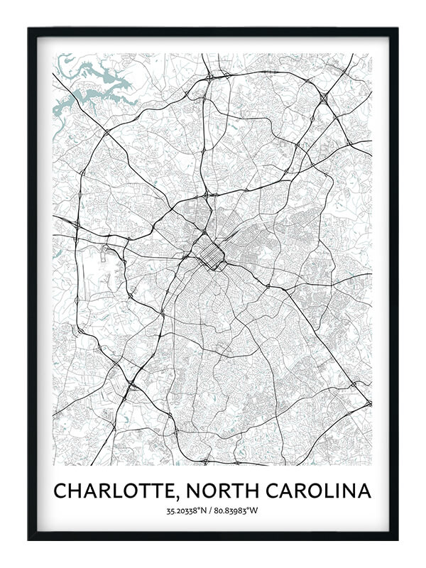 Charlotte Map Poster - Your City Map Art - Positive Prints