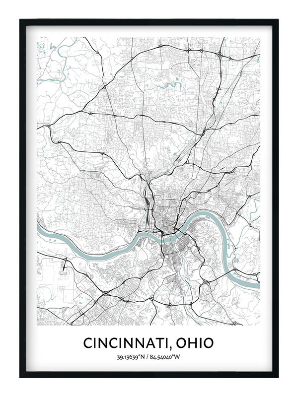 Cincinnati Map Poster - Your City Map Art - Positive Prints