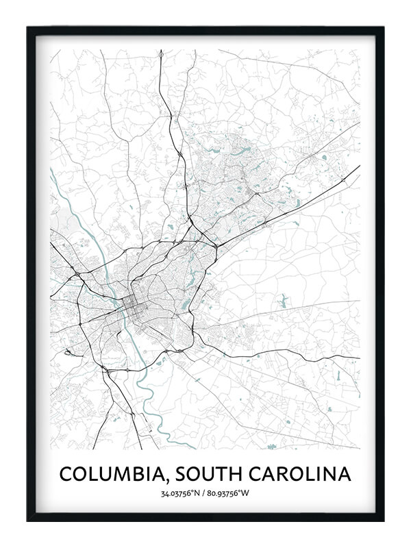 Columbia Map Poster - Your City Map Art - Positive Prints