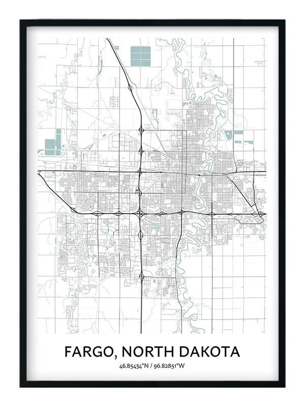 Fargo Map Poster - Your City Map Art - Positive Prints