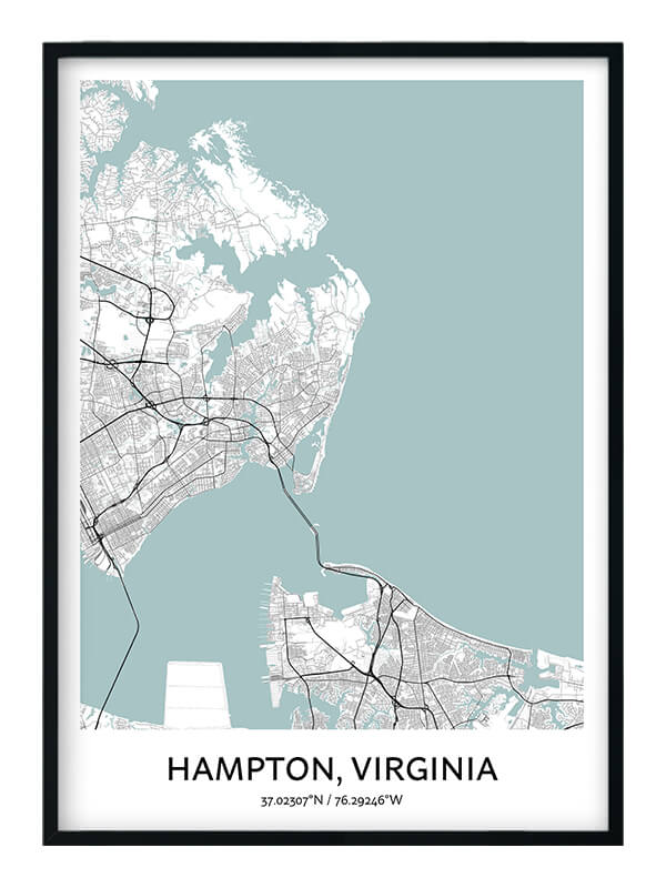 Hampton Map Poster - Your City Map Art - Positive Prints
