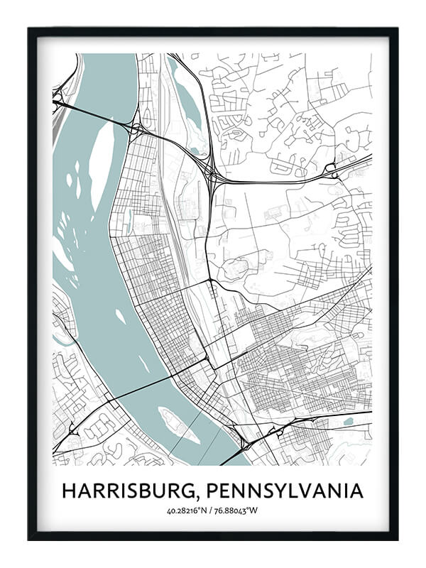 Harrisburg Map Poster - Your City Map Art - Positive Prints