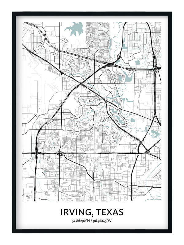 Irving Map Poster - Your City Map Art - Positive Prints