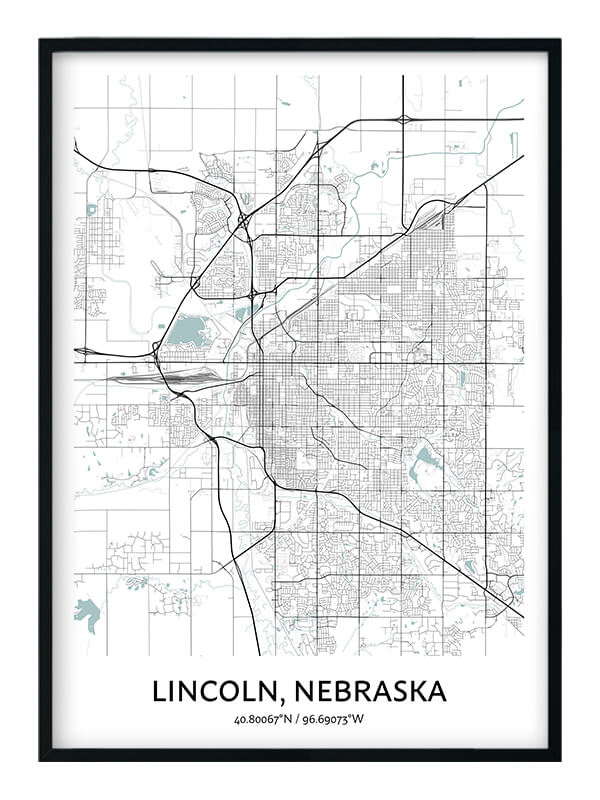 Lincoln Map Poster - Your City Map Art - Positive Prints