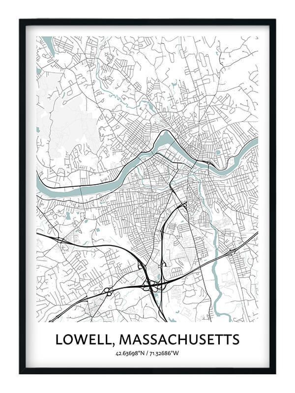 Lowell Map Poster - Your City Map Art - Positive Prints
