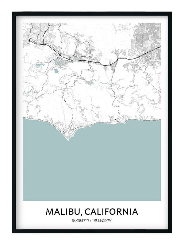 Malibu Map Poster - Your City Map Art - Positive Prints