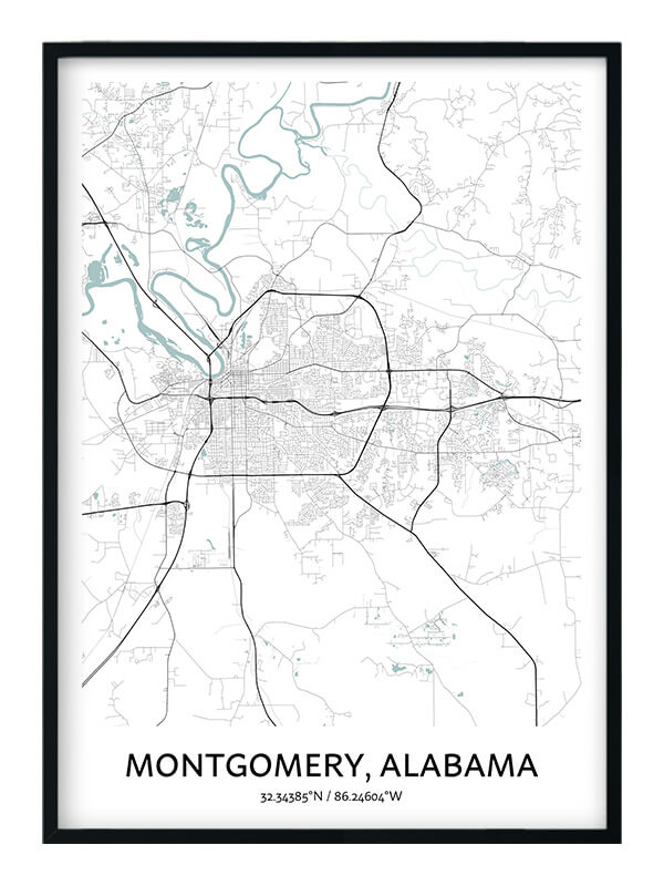 Montgomery Map Poster - Your City Map Art - Positive Prints