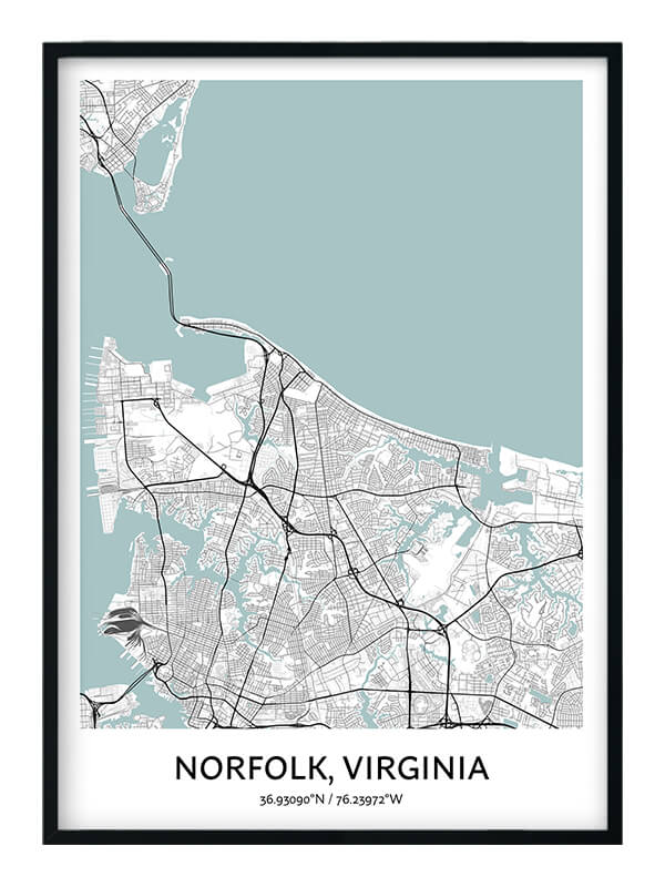 Norfolk Map Poster - Your City Map Art - Positive Prints