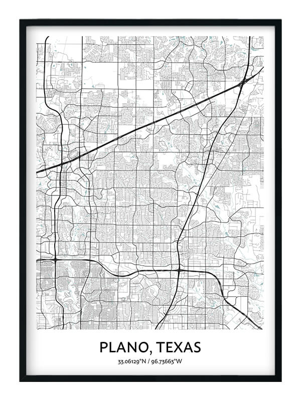 Plano Map Poster - Your City Map Art - Positive Prints