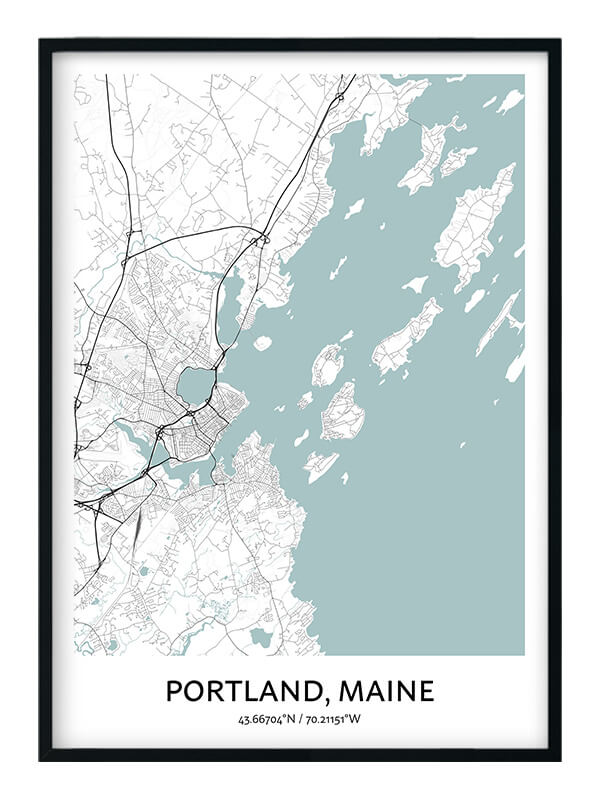 Portland Maine Map Poster - Your City Map Art - Positive Prints
