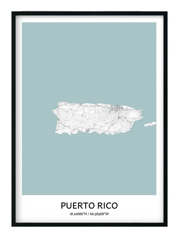 Puerto Rico Map Poster - Your City Map Art - Positive Prints