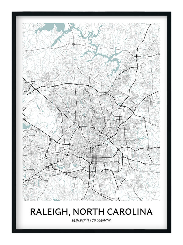 Raleigh Map Poster - Your City Map Art - Positive Prints