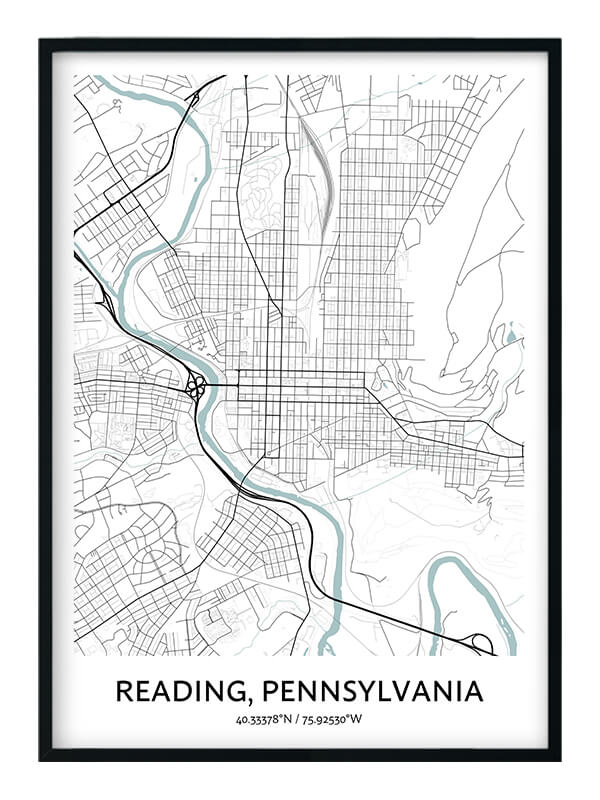 Reading Map Poster - Your City Map Art - Positive Prints