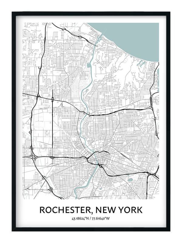 Rochester Map Poster - Your City Map Art - Positive Prints