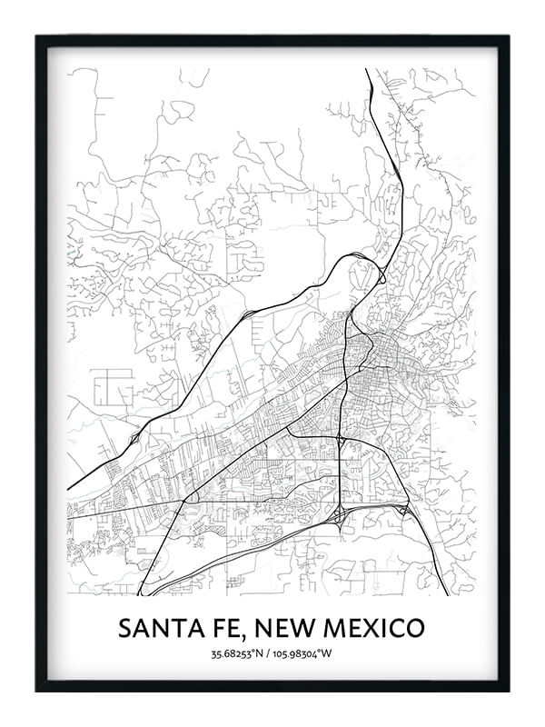 Santa Fe Map Poster - Your City Map Art - Positive Prints