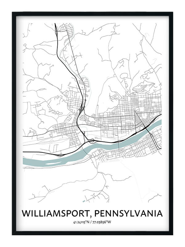 Williamsport Map Poster - Your City Map Art - Positive Prints