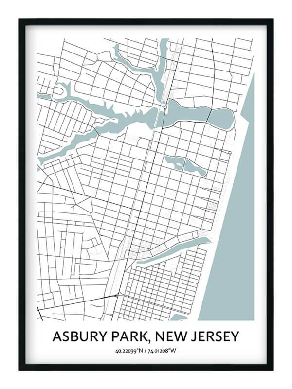Asbury Park Map Poster - Your City Map Art - Positive Prints
