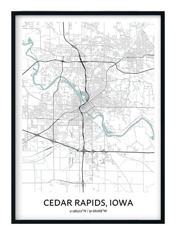 Cedar Rapids Map Poster - Your City Map Art - Positive Prints