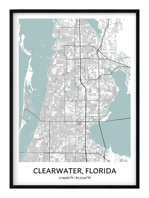 Clearwater Map Poster - Your City Map Art - Positive Prints