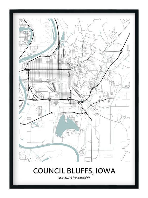 Council Bluffs Map Poster - Your City Map Art - Positive Prints