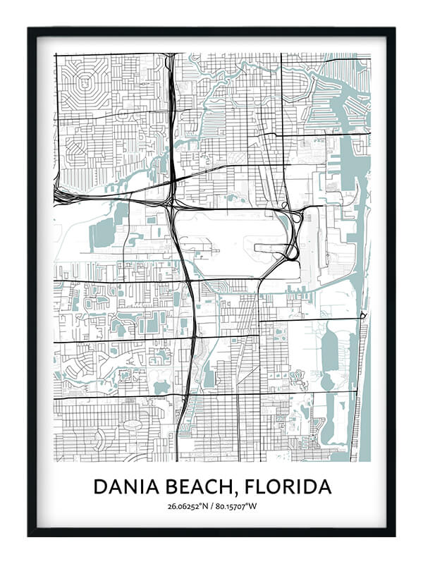 Dania Beach Map Poster - Your City Map Art - Positive Prints