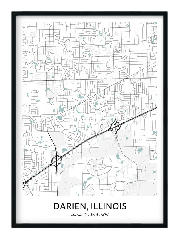 Darien Map Poster - Your City Map Art - Positive Prints