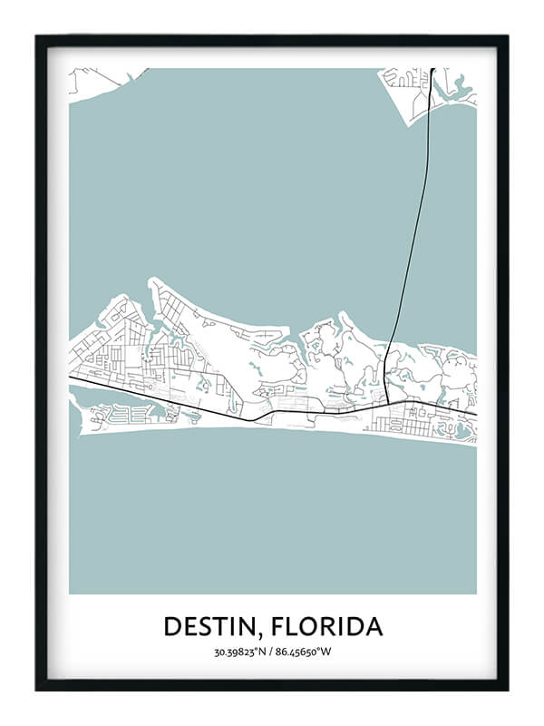 Destin Map Poster - Your City Map Art - Positive Prints