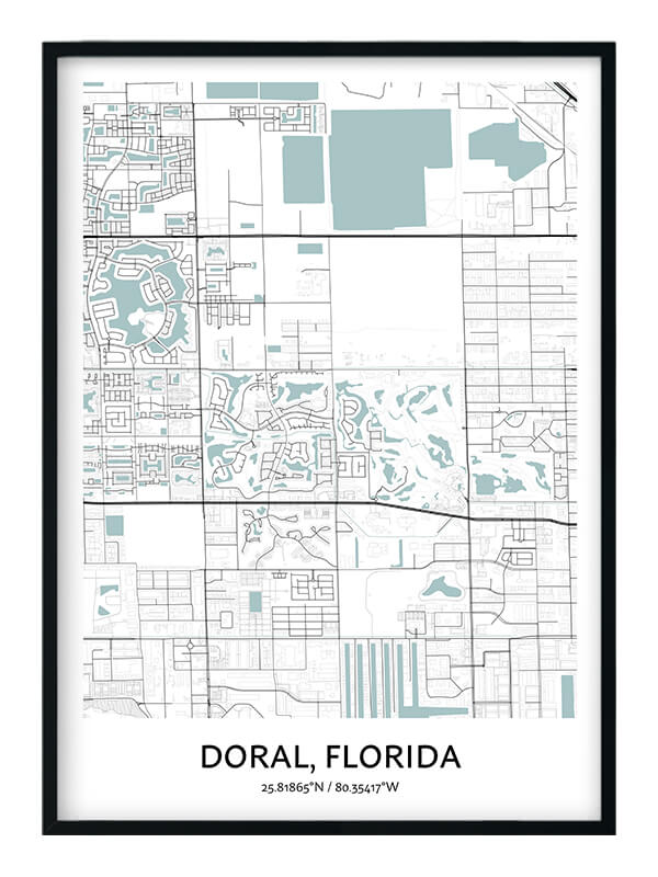 Doral Map Poster - Your City Map Art - Positive Prints