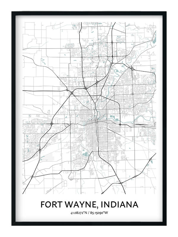Fort Wayne Map Poster - Your City Map Art - Positive Prints