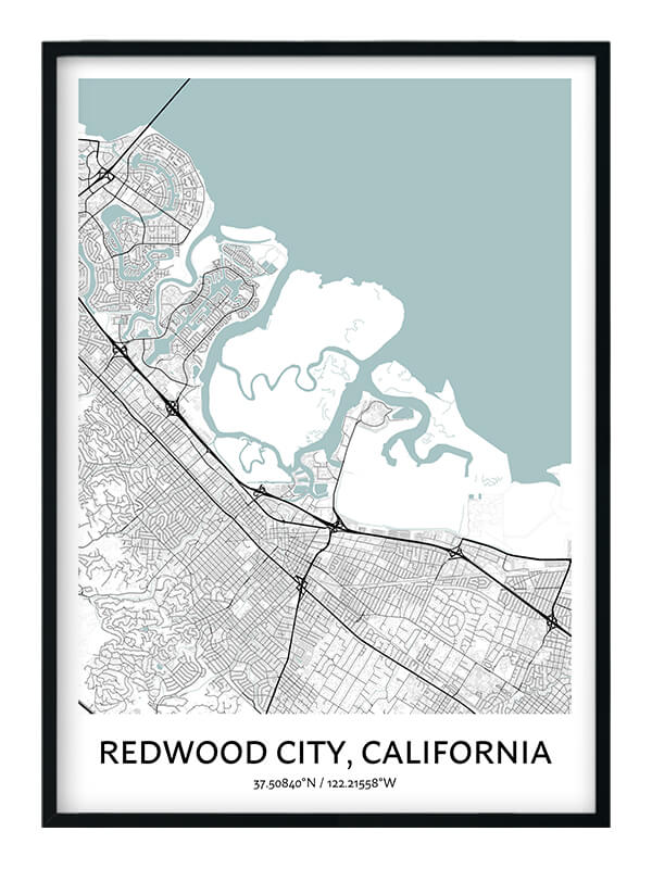 Redwood City Map Poster - Your City Map Art - Positive Prints