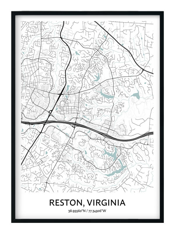 Reston Map Poster - Your City Map Art - Positive Prints