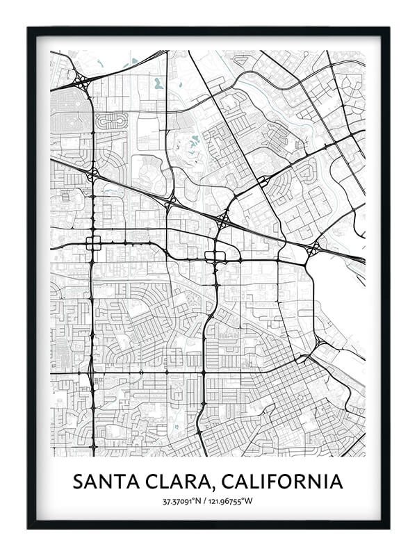 Santa Clara Map Poster - Your City Map Art - Positive Prints