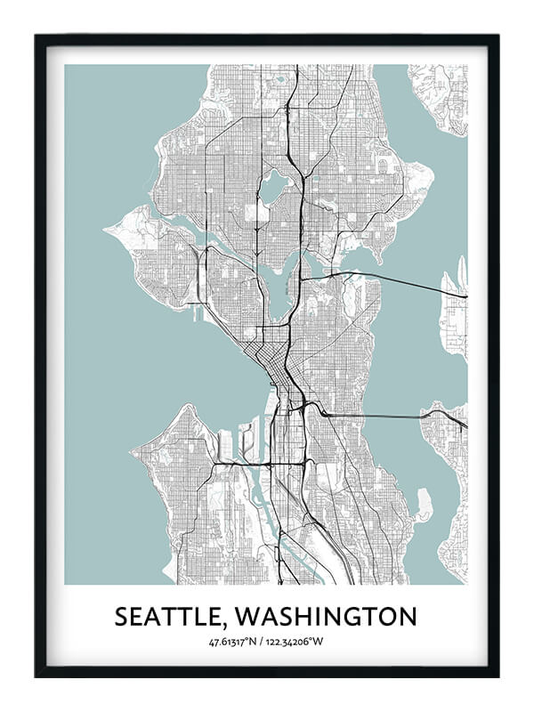 Seattle Map Poster - Your City Map Art - Positive Prints