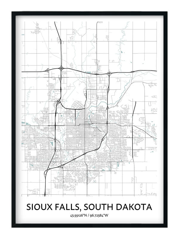 Sioux Falls Map Poster - Your City Map Art - Positive Prints