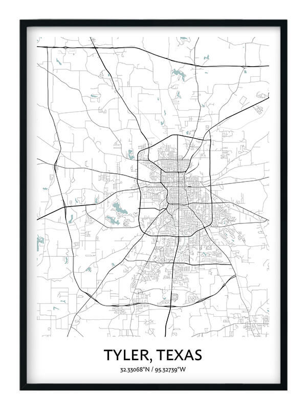Tyler Map Poster - Your City Map Art - Positive Prints