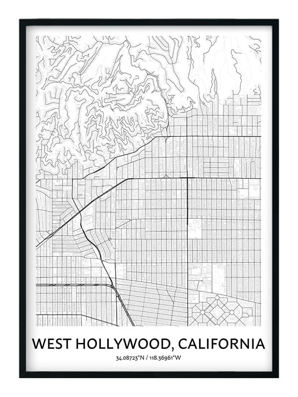 West Hollywood Map Poster - Your City Map Art - Positive Prints