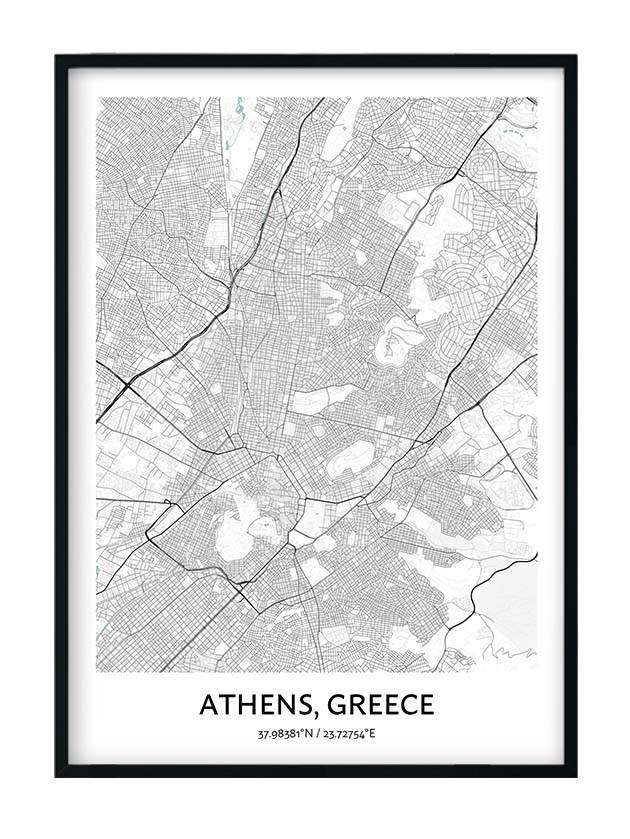 Athens Map Poster - Your City Map Art - Positive Prints