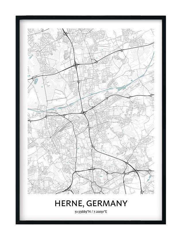 Herne Map Poster - Your City Map Art - Positive Prints