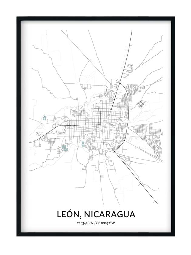 Leon Map Poster - Your City Map Art - Positive Prints