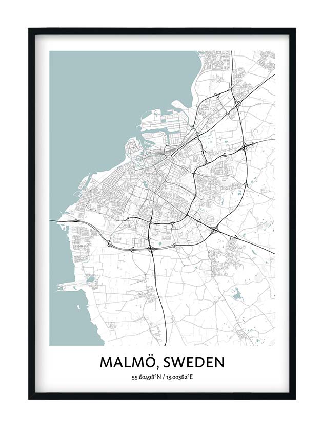 Malmo Map Poster - Your City Map Art - Positive Prints