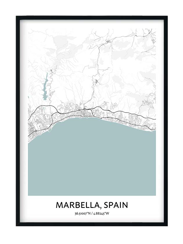 Marbella Map Poster - Your City Map Art - Positive Prints