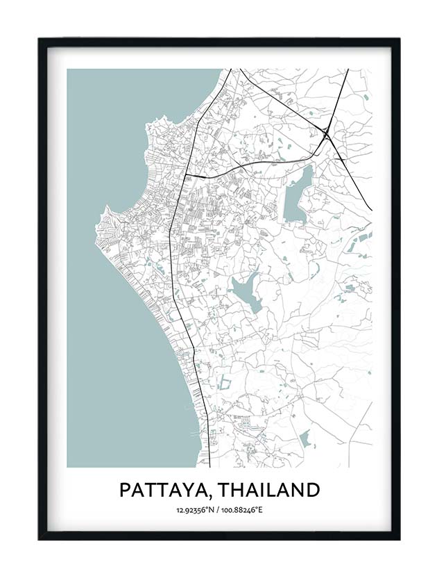 Pattaya Map Poster - Your City Map Art - Positive Prints