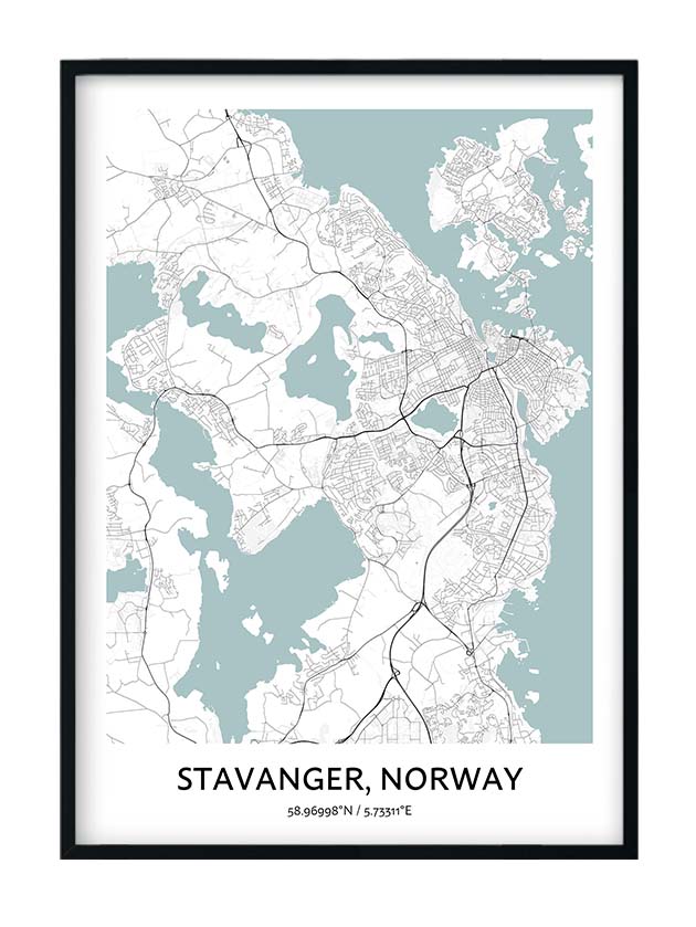 Stavanger Map Poster - Your City Map Art - Positive Prints